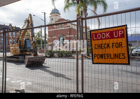 Warning sign on an excavator Stock Photo - Alamy