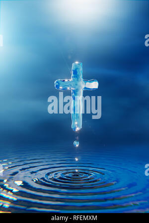 Christian Holy Cross miracle water ripple Stock Photo - Alamy
