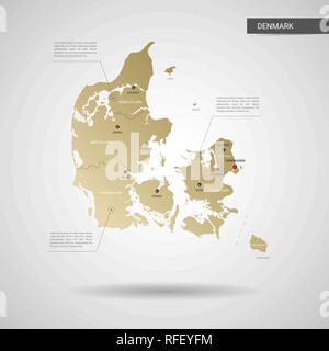 Denmark political map of administrative divisions - regions. Solid blue ...