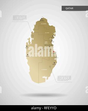 Qatar map with location pointer marks. Infographic vector template, isolated on white background ...