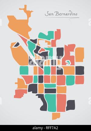 Modern City Map - San Bernardino California city of the USA with ...