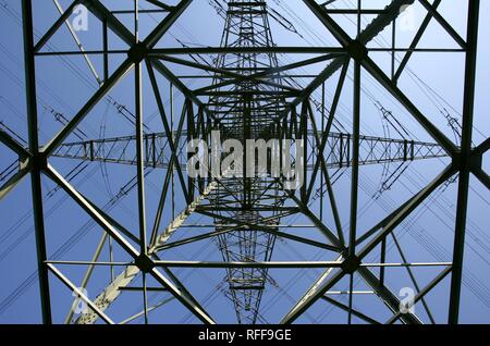 DEU, Germany, Voerde : Electric power lines, power poles. High voltage ...