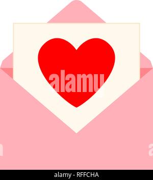 Open envelope with red heart. Love mail. Vector illustration. Vector ...