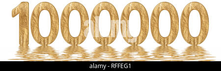 Numeral 1000000, one million, reflected on the water surface, isolated ...