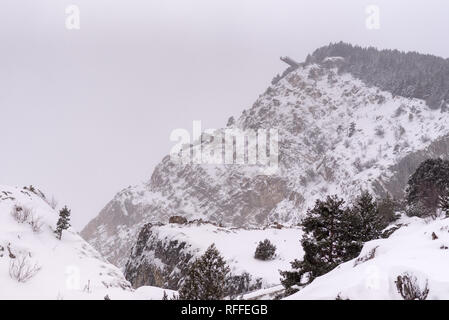 Canillo, Andorra : 2019 Janaury 23 : Snowy sunrise in the town of ...