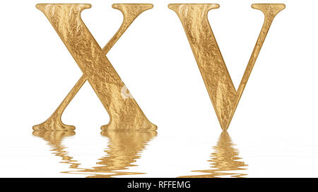 Roman numeral XV, quindecim, 15, fifteen, isolated on white background ...