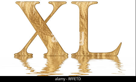 Roman numeral XL, quadraginta, 40, forty, isolated on white background ...