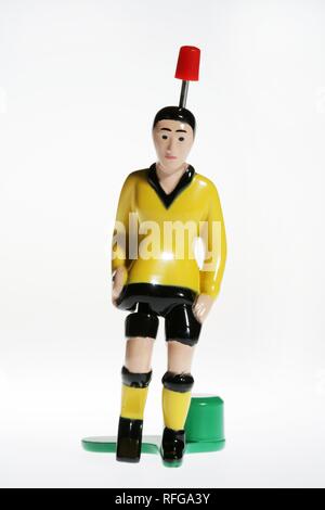 Close-up of a Tipp-Kick soccer player figurine dressed in the jersey ...