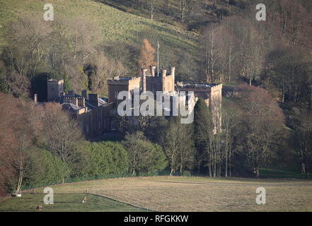 Elevated view of Kinfauns Castle Perthshire Scotland January 2019 Stock ...
