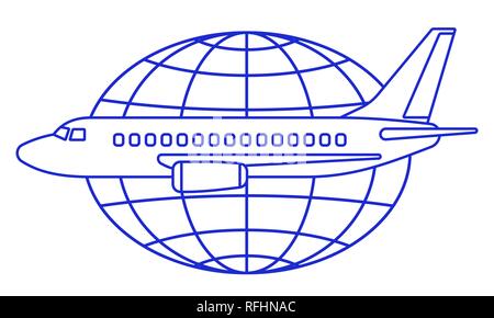 Illustration of the contour aeroplane side view Stock Vector Image ...