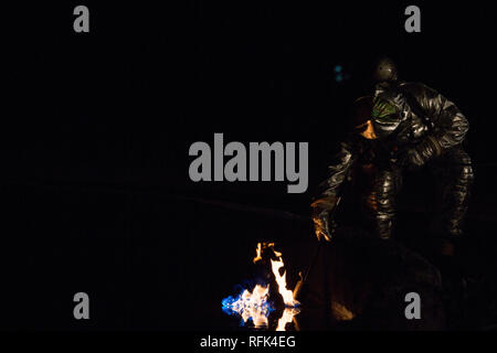 Fire in fire pit used for training purposes Stock Photo - Alamy
