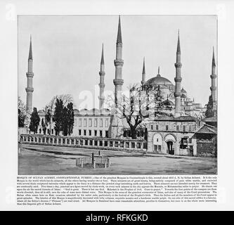 Mosque of Sultan Achmet, Istanbul, Turkey, Antique Turkish Photograph, 1893 Stock Photo - Alamy