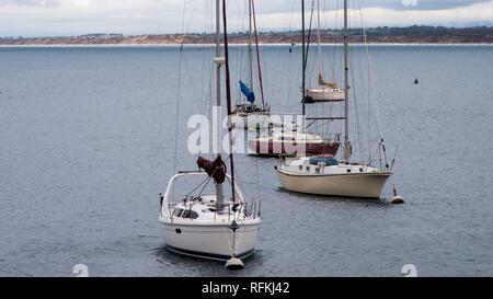 Sailing vessels and boats in the Monterey Harbor. The boats and sailing ...