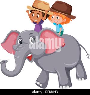Happy Boy Riding Elephant Vector illustration Stock Vector Image & Art ...