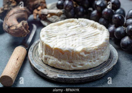 French soft Camembert cheese, original Camembert de Normandie, close up ...