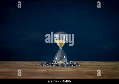 Hourglass and money, time and wealth accumulation Stock Photo - Alamy