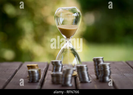 Hourglass and money, time and wealth accumulation Stock Photo - Alamy