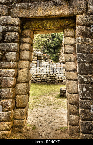 Inca door at Machu Picchu, the sacred city of Incas, one of the New 7 ...