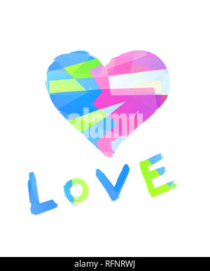 Abstract blue love symbol and word Love on white background Stock Photo ...