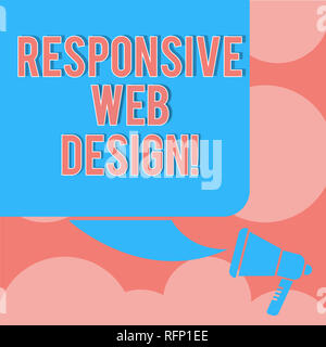 Writing note showing Responsive Web Design. Business photo showcasing web page creation that ...