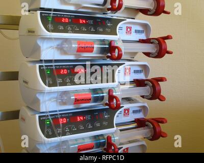 Syringe driver or syringe pump is a small infusion pump for intravenous ...
