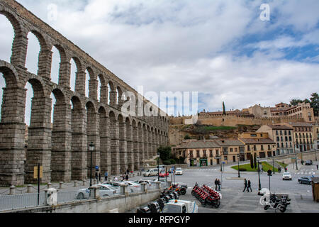 Segovia, Spain: March 2015: Scenery of the Acueduct of Segovia, top ...