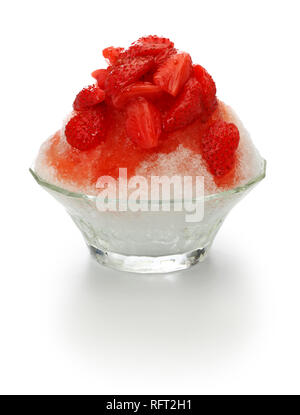 Kakigori, Japanese shaved ice dessert topped with ice cream at a ...