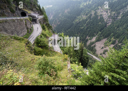 Winding road on Splugen Pass, Graubunden Canton, Switzerland Stock ...