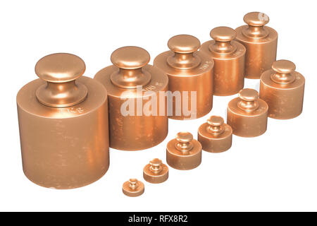 Brass Calibration Weights, Scale Weight Set, 3D rendering isolated on ...