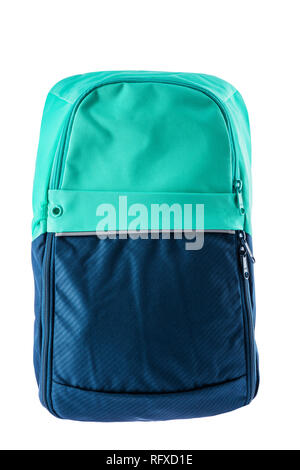 Blue backpack isolated on white background Stock Photo - Alamy