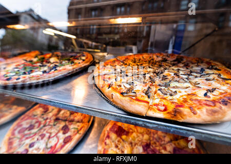 Pizza restaurant window display Stock Photo - Alamy