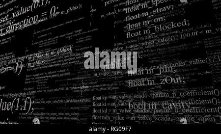 Software source code. Layers of program code on black background Stock ...