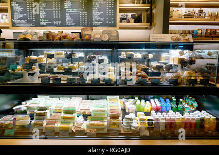 Starbucks pastries and bottle beverages display case - USA Stock Photo ...