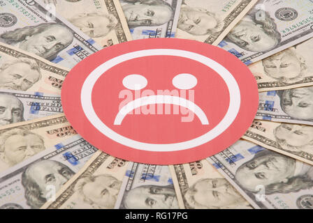 Sad smile faces on mandala kaleidoscope from money. Abstract money ...