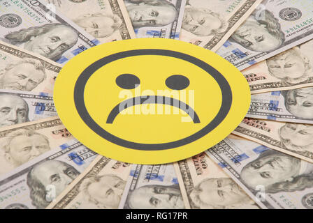 Sad smile faces on mandala kaleidoscope from money. Abstract money ...