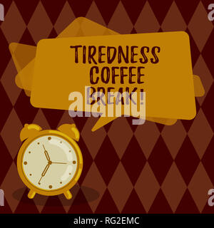 Conceptual hand writing showing Tiredness Coffee Break. Business photo ...