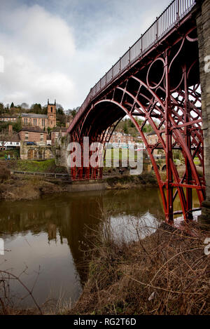The Iron Bridge following restoration, painted in original red Stock ...