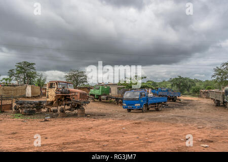 Malange / Angola - 12 08 2018: Typical village view, traditional ...
