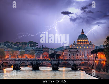 Vatican, Rome with lightning Stock Photo - Alamy