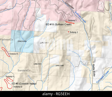 Map of Flathead in Montana Stock Photo - Alamy
