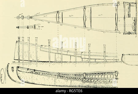 A birch bark canoe on a building bed at Grand Portage National Monument ...