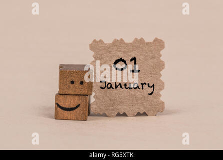 template for january with smiley face icon Stock Photo - Alamy