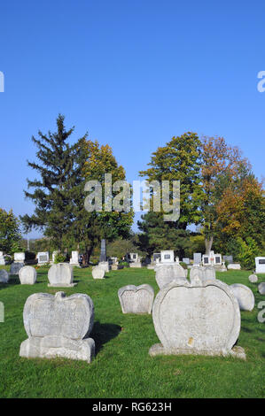 Heart-shaped tombstones in the Famous graveyard in Balatonudvari ...