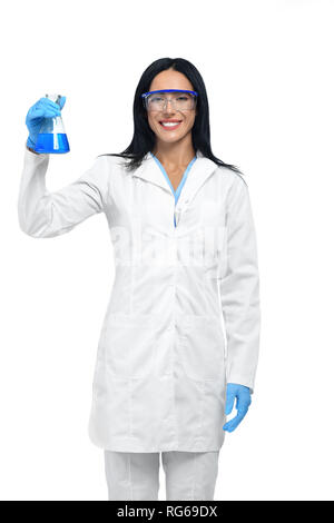 Beautiful black woman working at scientist laboratory holding your ...
