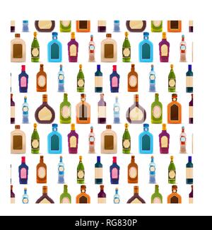 Seamless pattern with bottles of champagne in retro style Stock Vector ...