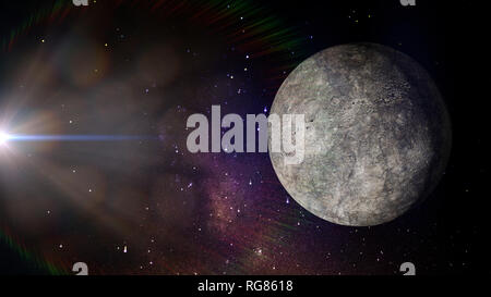 Mercury, smallest planet of the solar system isolated on white ...