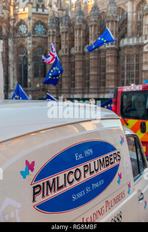 Pimlico Plumbers' van outside houses on Halton Road, Islington, London ...