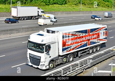 Aldi supermarket food delivery lorry and Krone trailer with colourful ...