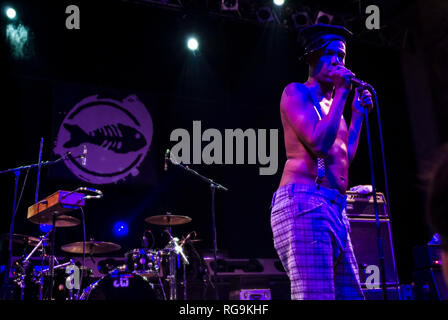 Angelo Moore singer of the alternative rock band Fishbone performing ...