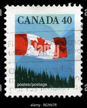 CANADA FLAG - Postage Stamp isolated on black background Stock Photo ...